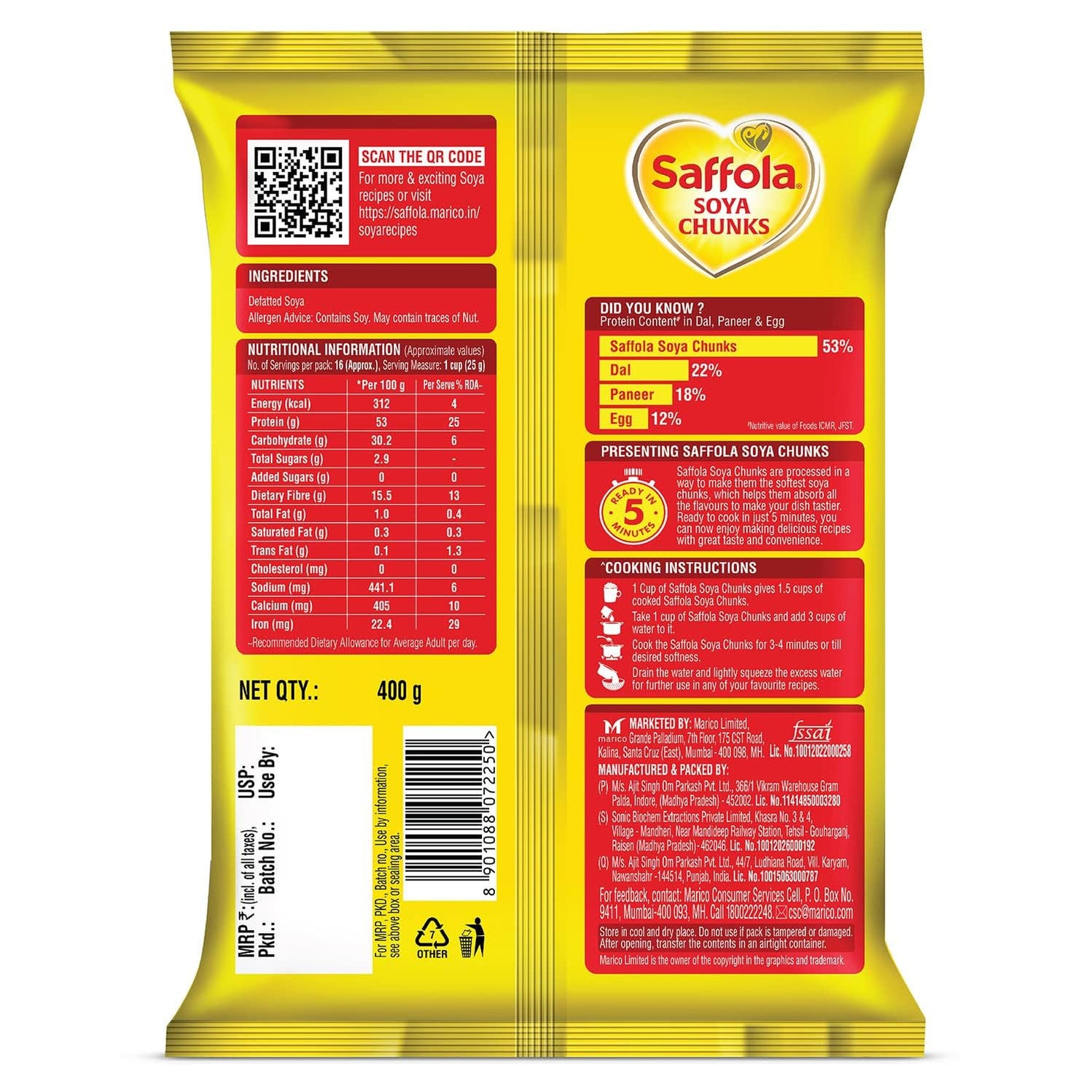 Saffola Soya Chunks 400g — Spice Divine