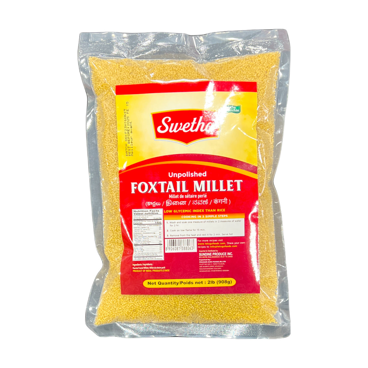 Swetha Unpolished Foxtail Millet 2lb — Spice Divine
