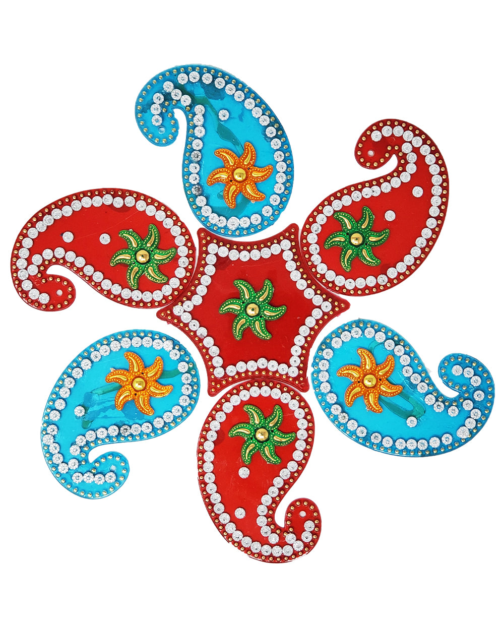 Kundan Six Point Rangoli Design (artificial Rangoli reusable) — Spice ...